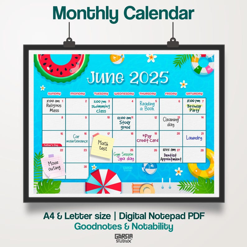 EDITABLE June 2025 Calendar, Fillable Summer Planner, Monthly Schedule ...