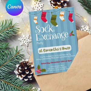 Christmas Stocking Exchange Invitation, Printable Christmas Sock ...