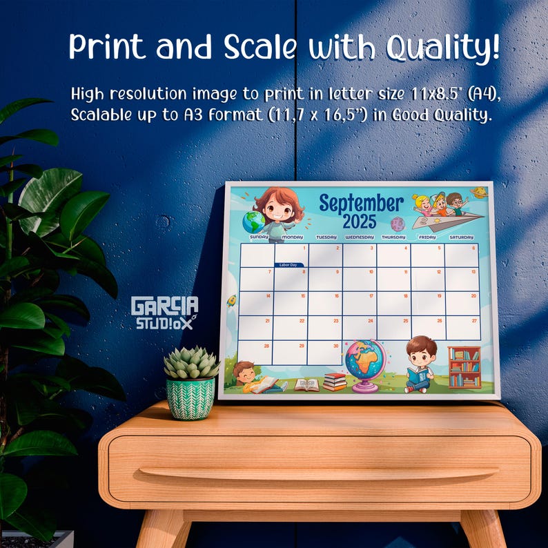EDITABLE September 2025 Kids Calendar – Children's Land Theme With ...