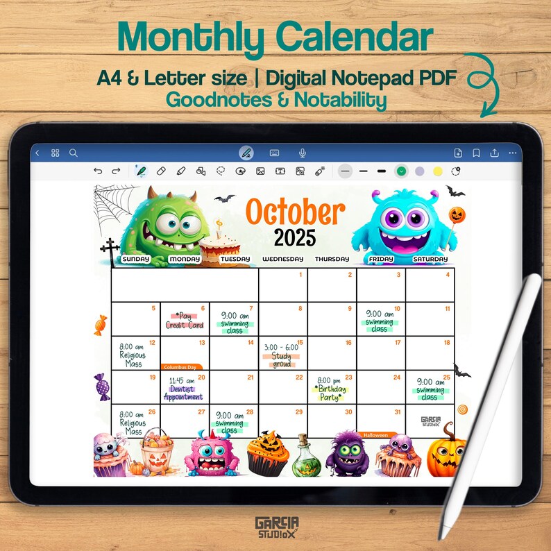 EDITABLE October 2025 Calendar, Cute Monsters, Halloween Candy, Back to ...