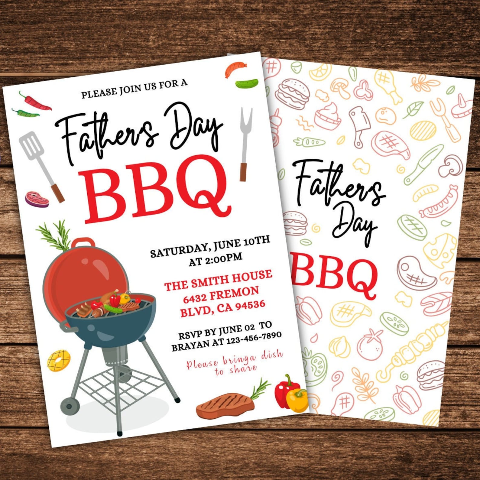 Fathers Day BBQ Invitation, Fathers Day Lunch Invite, Backyard BBQ ...