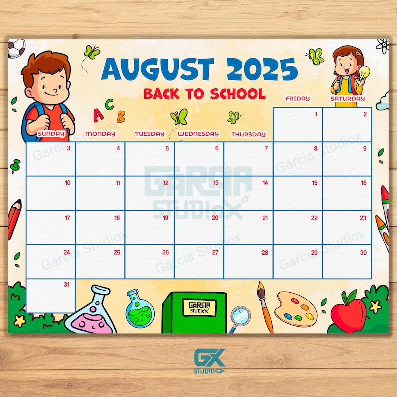 EDITABLE August 2025 Calendar, Fillable Back to School Planner, Monthly ...