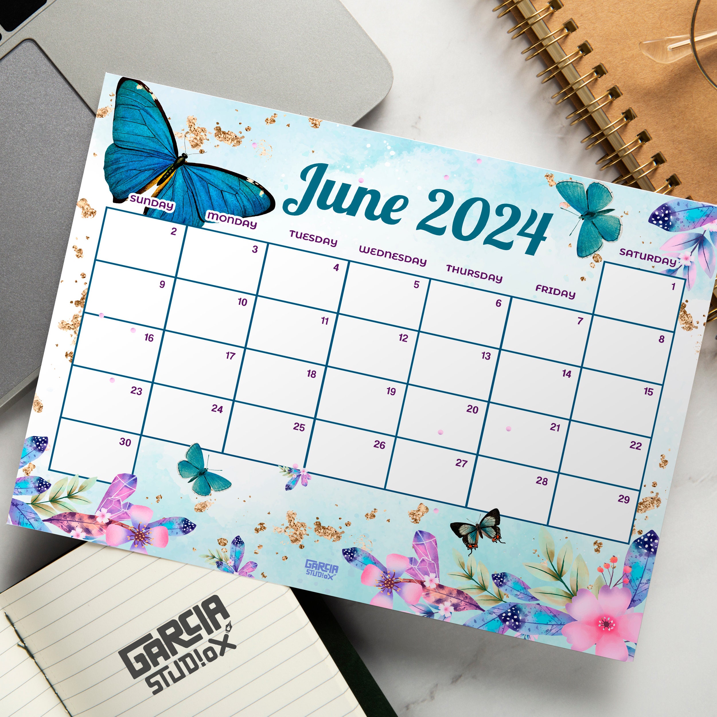 EDITABLE June 2024 Calendar, Fillable Summer Planner, Monthly Schedule ...