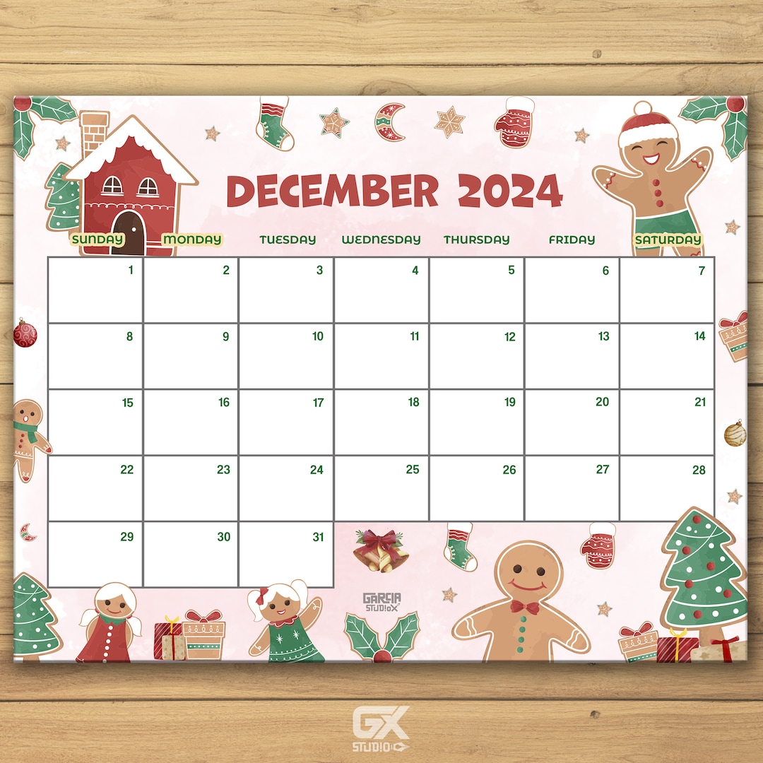 EDITABLE December 2024 Calendar, Fillable Christmas Planner, Monthly ...