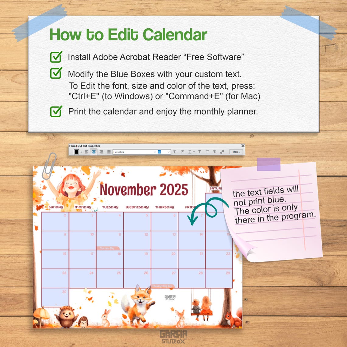 November 2025 Kids Autumn Fun Calendar Printable - Editable PDF ...