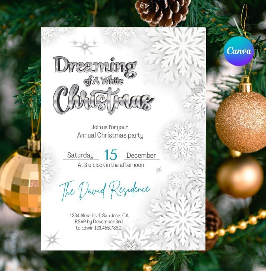 Dreaming of a White Christmas, Invitation Card for Annual Christmas Party, Invitation to ...