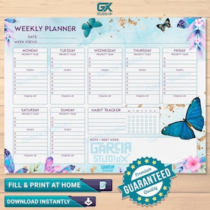 Best Weekly Planner Butterfly Design | Improve Your Weekly Productivity ...
