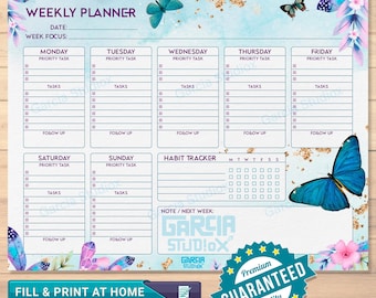Best Weekly Planner Butterfly Design | Improve Your Weekly Productivity ...