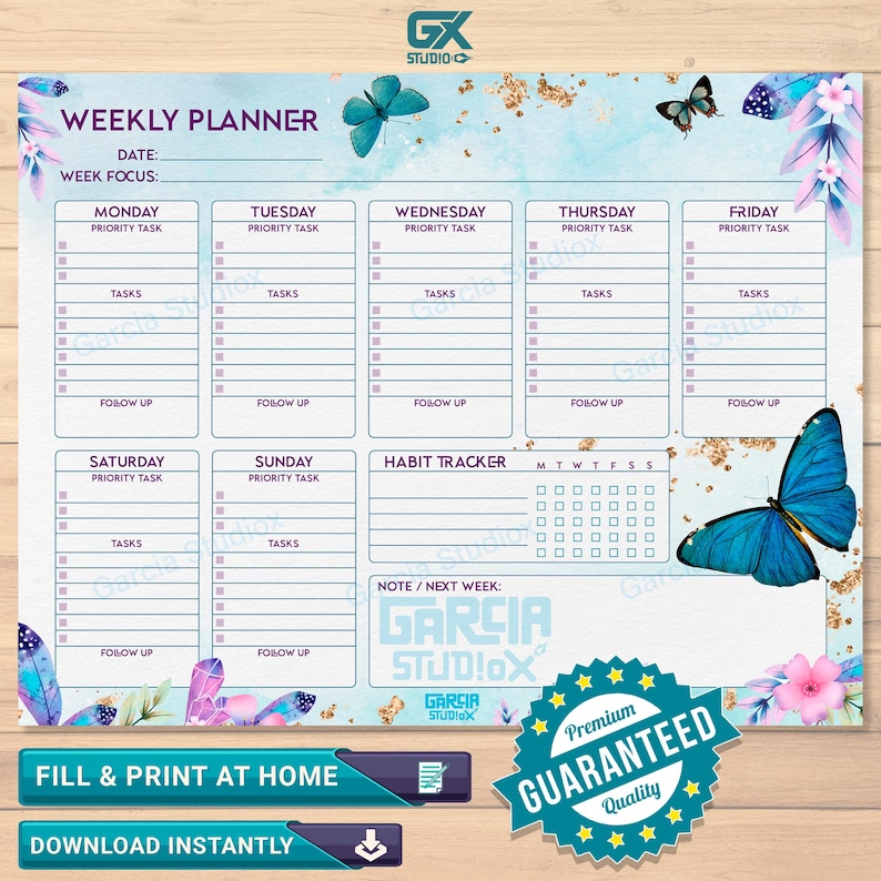 Best Weekly Planner Butterfly Design Improve Your Weekly Productivity ...