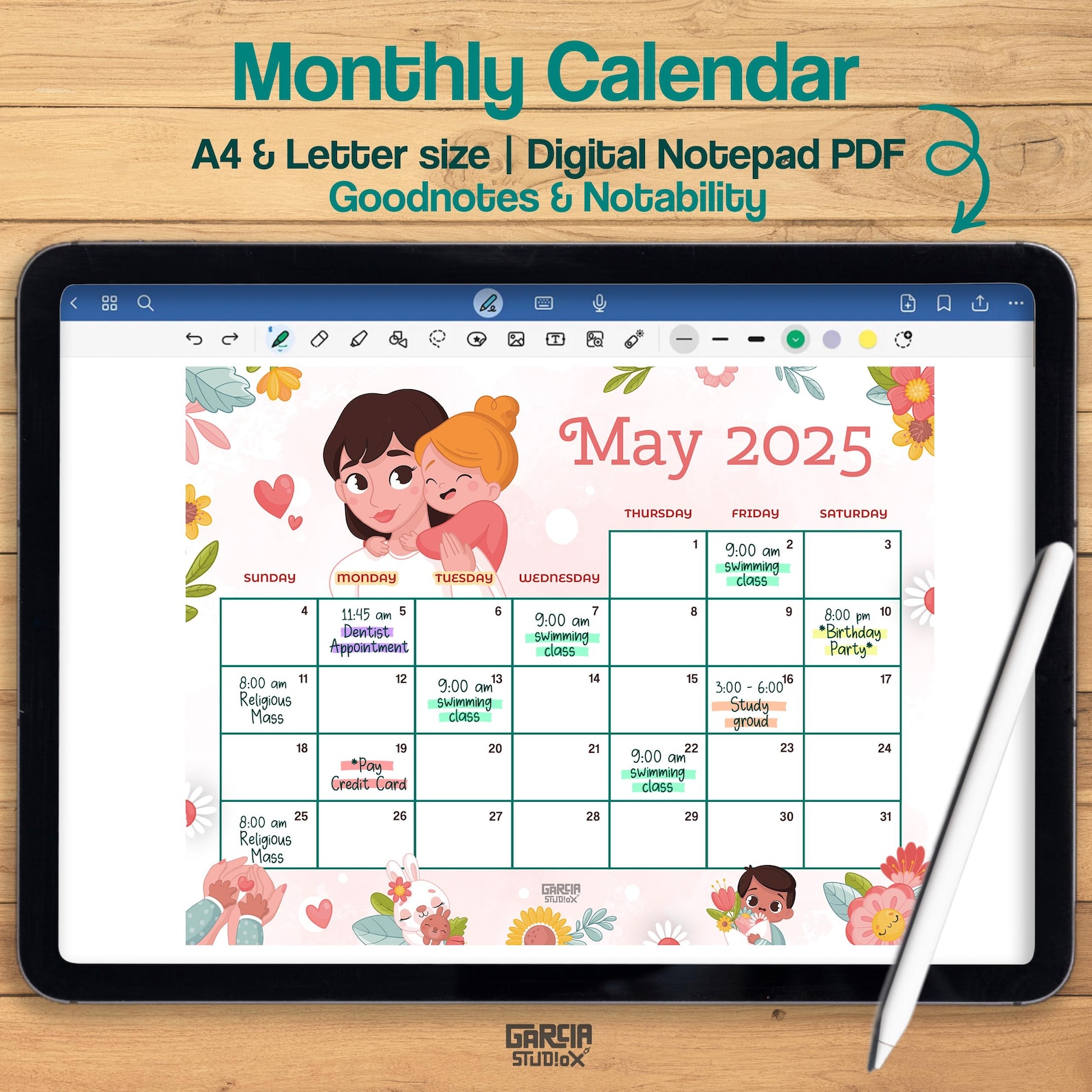 May 2025 Calendar With Mother's Day Theme, Mom's Day Planner, Floral ...