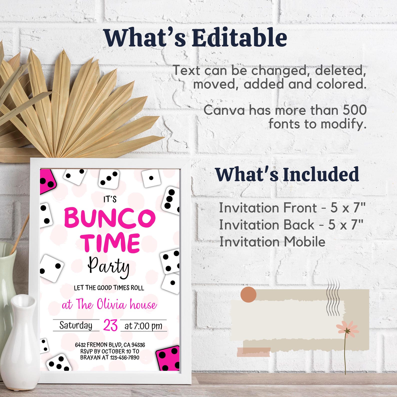 EDITABLE Bunco Time Party Invitation, Customizable PDF Download ...