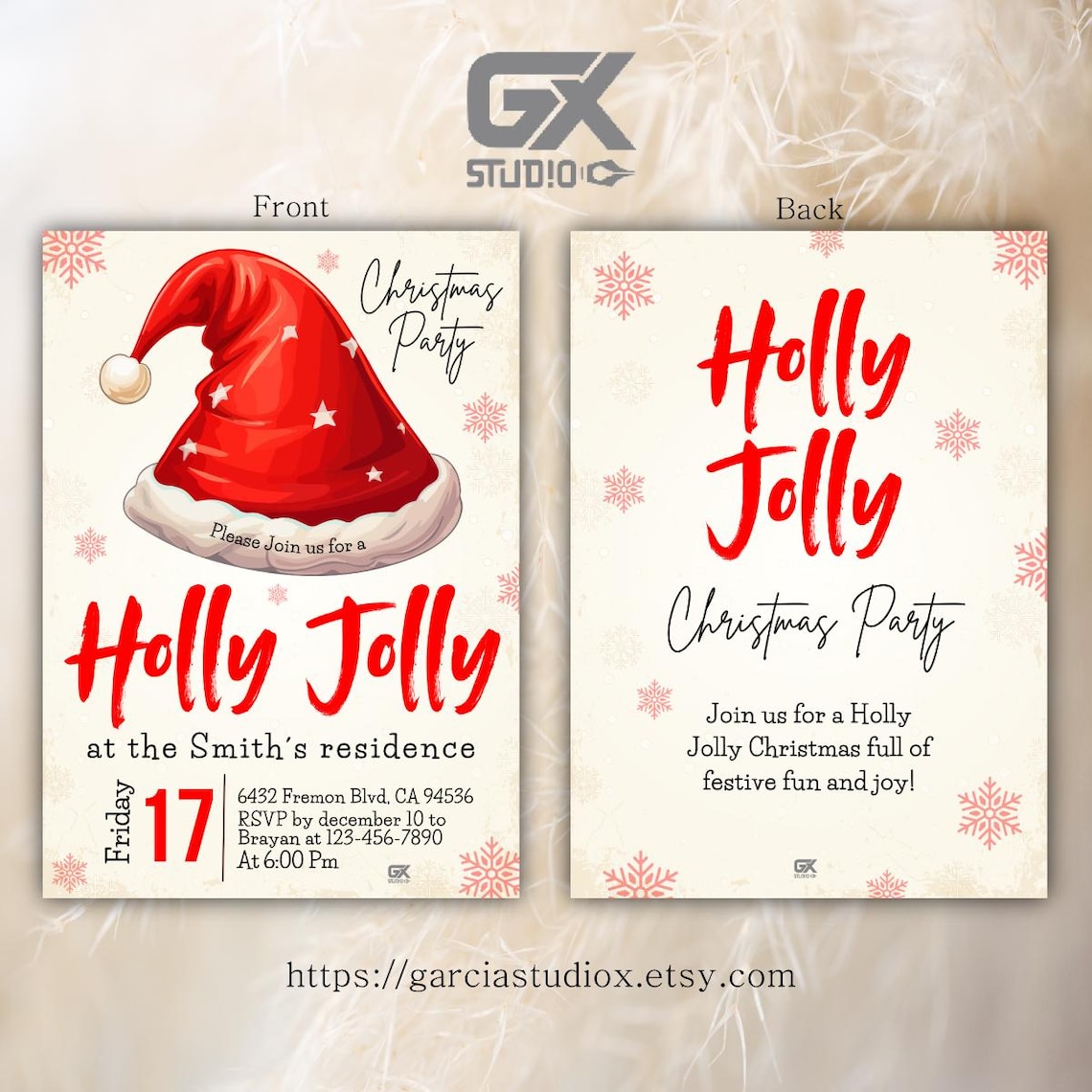 Editable Christmas Party Invitation | Holly Jolly Christmas Party ...