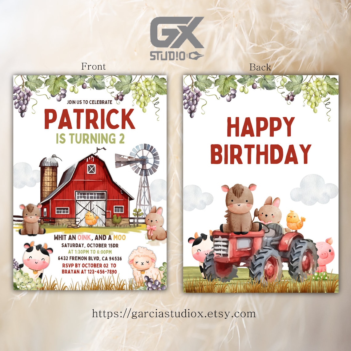 Farm Birthday Party Invitation Template, Editable Farm Birthday ...