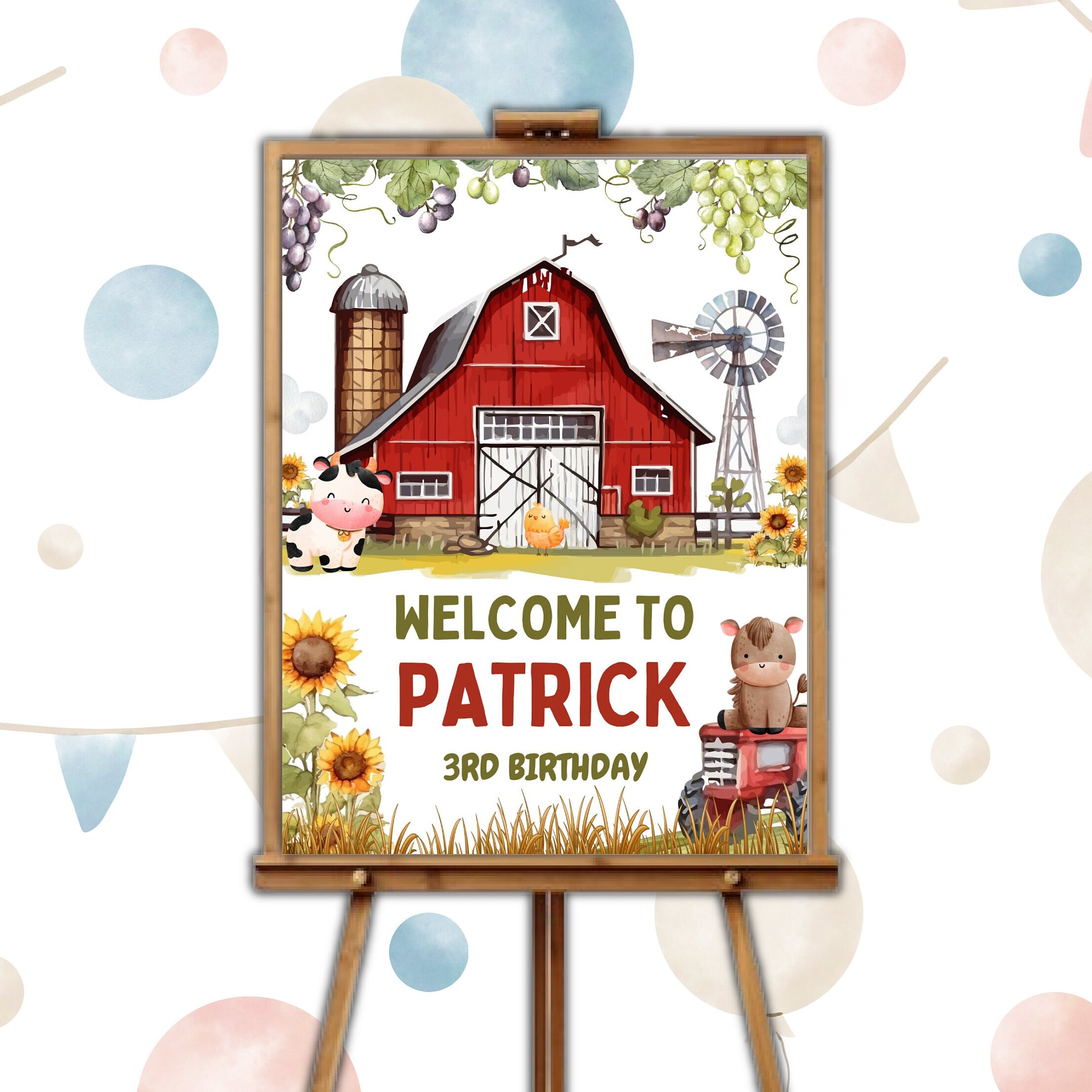 Editable Farm Birthday Welcome Sign Template, Farm Birthday Custom Sign ...