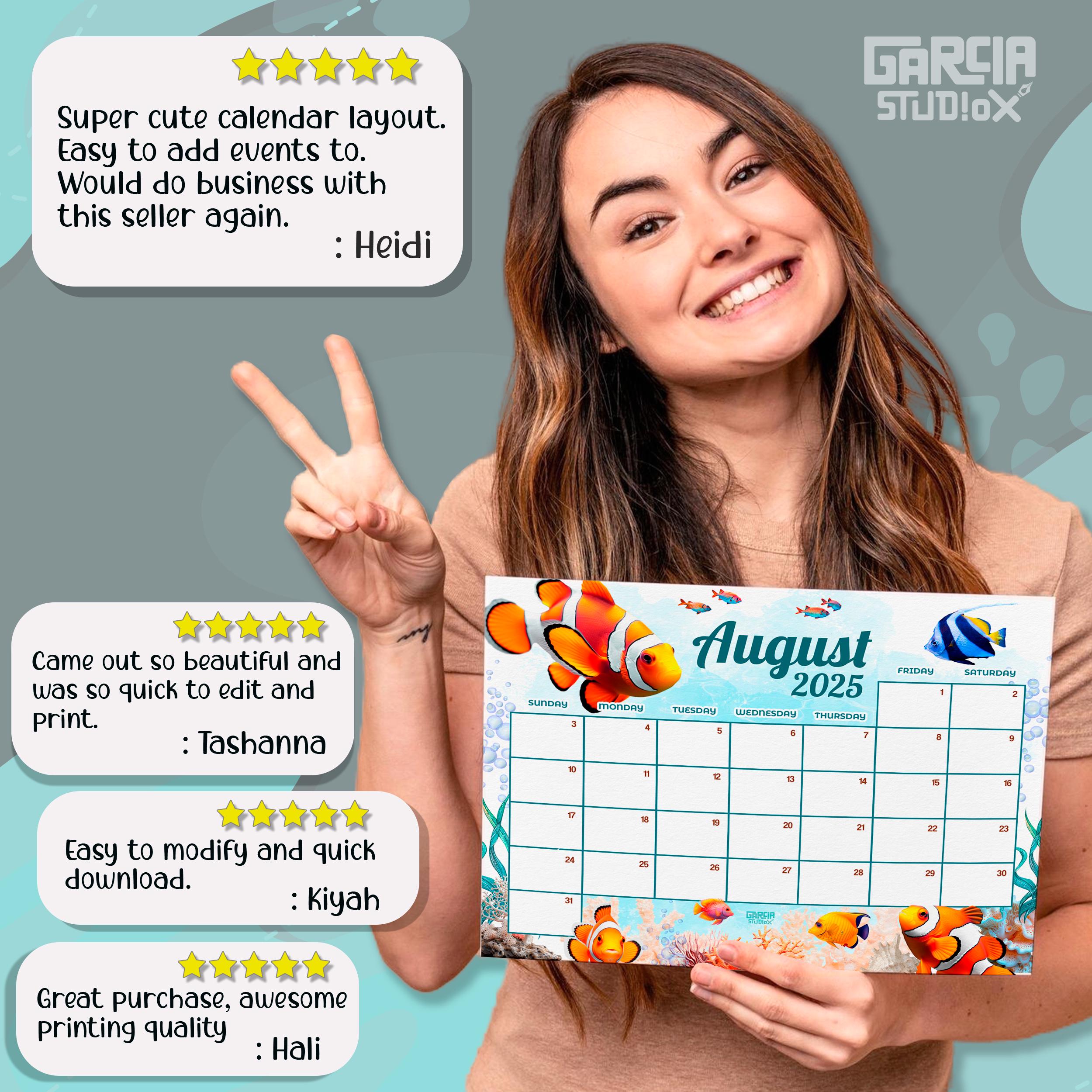 EDITABLE August 2025 Calendar, Fillable Summer Planner, Monthly ...