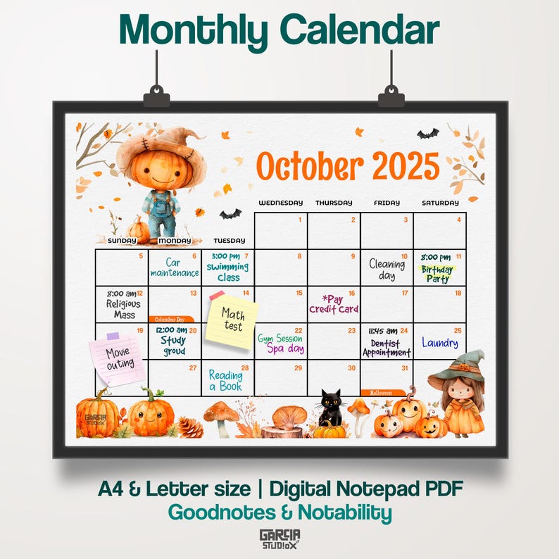 2025 Calendar Printable, Cute Kids Calendar 2025, Wall Calendar PDF ...