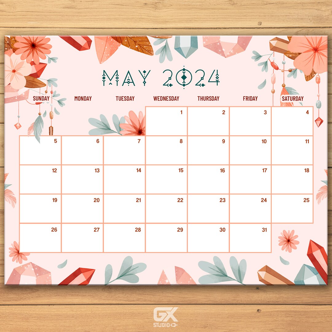 EDITABLE May 2024 Calendar, Fillable Spring Planner, Monthly Schedule ...