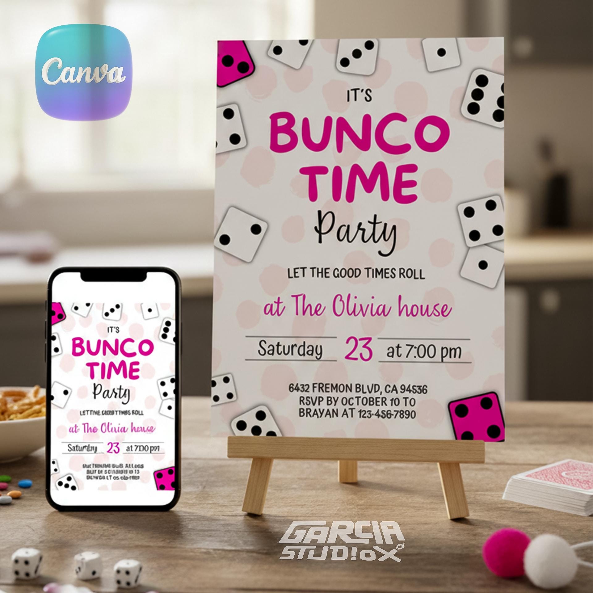 EDITABLE Bunco Time Party Invitation, Customizable PDF Download ...