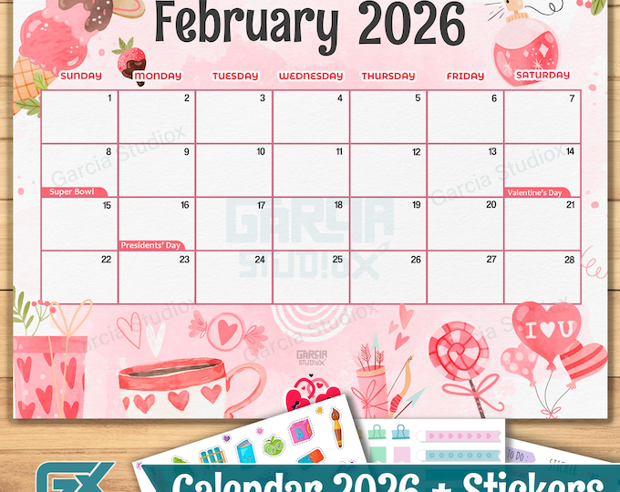 EDITABLE February 2025 Calendar, Valentine's Day, Homeschool, Loving ...