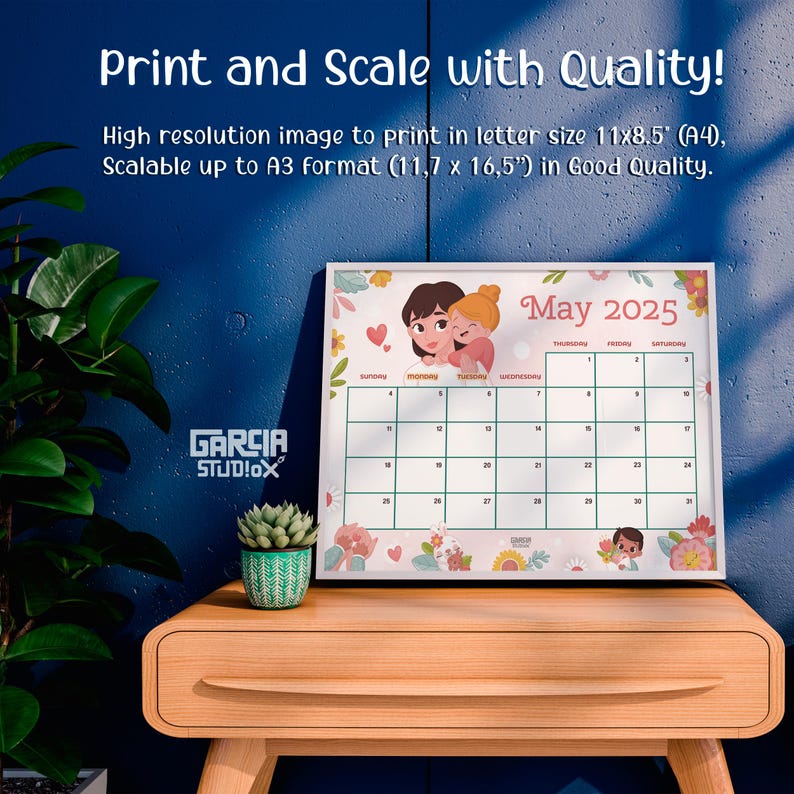 May 2025 Calendar With Mother's Day Theme, Mom's Day Planner, Floral ...
