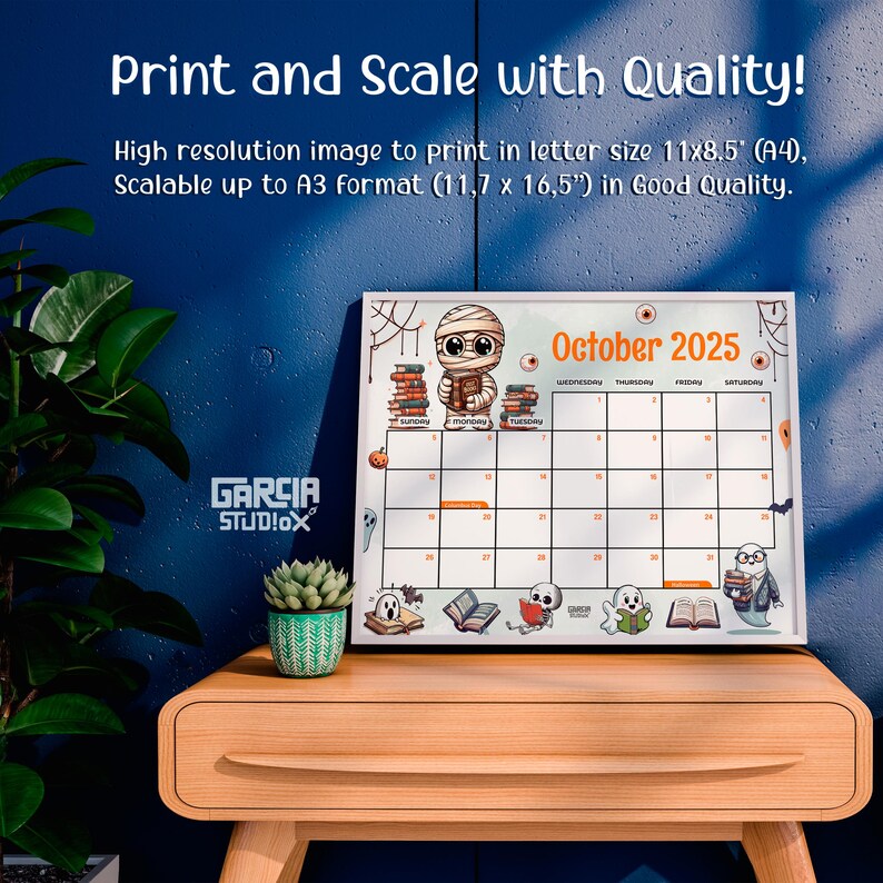 October 2025 Calendar for Kids, Editable Mummy Calendar, Cute Halloween ...