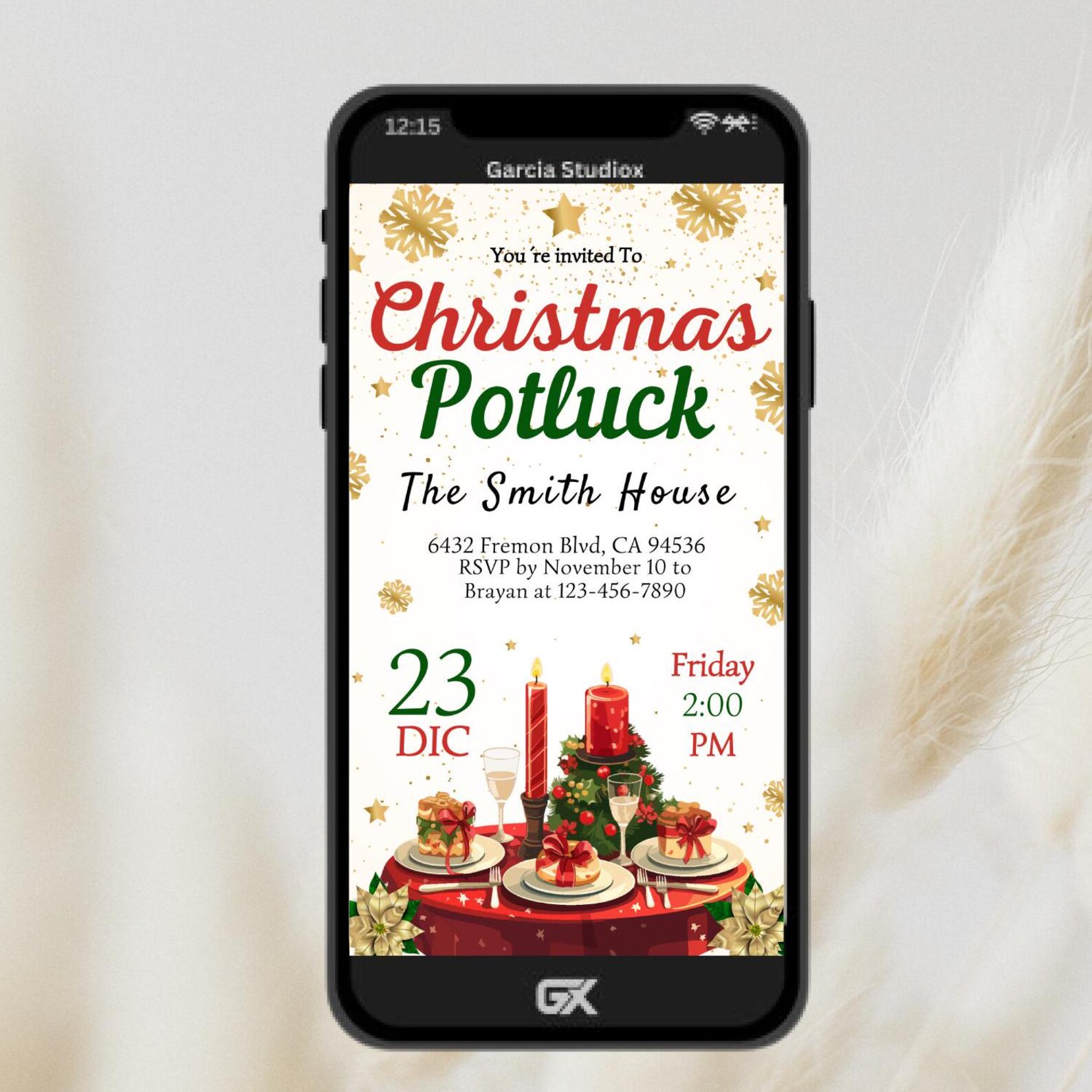 Editable Christmas Potluck Invitation, Holiday Party Template ...