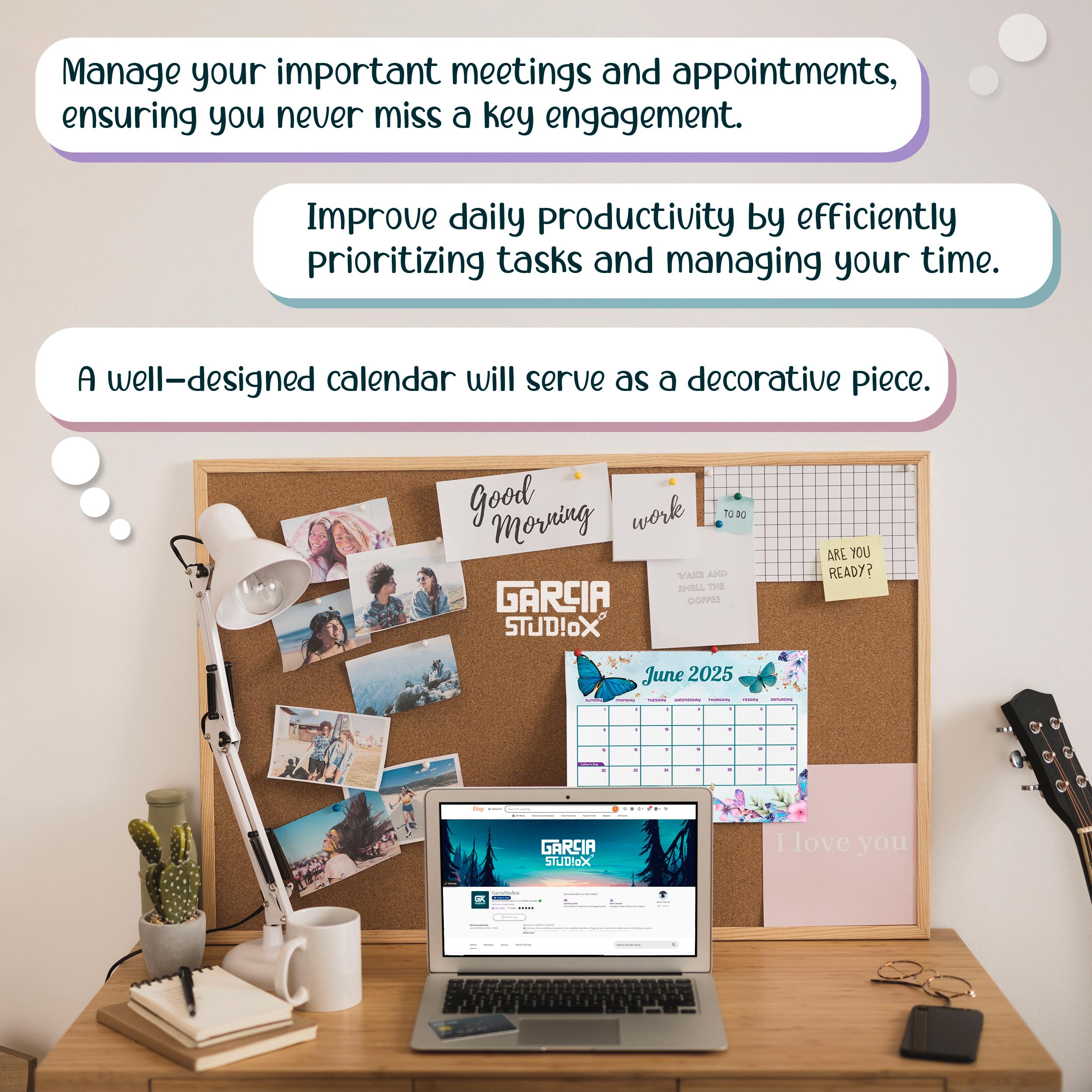 EDITABLE June 2025 Calendar, Fillable Summer Planner, Monthly Schedule ...