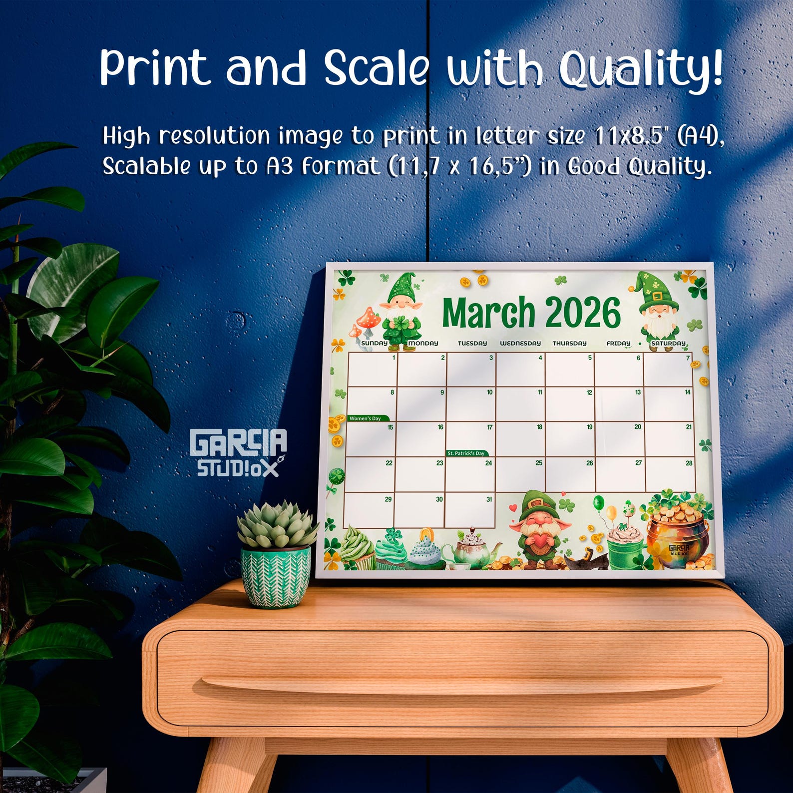 March 2026 Calendar Printable Editable, St. Patricks Day Monthly ...