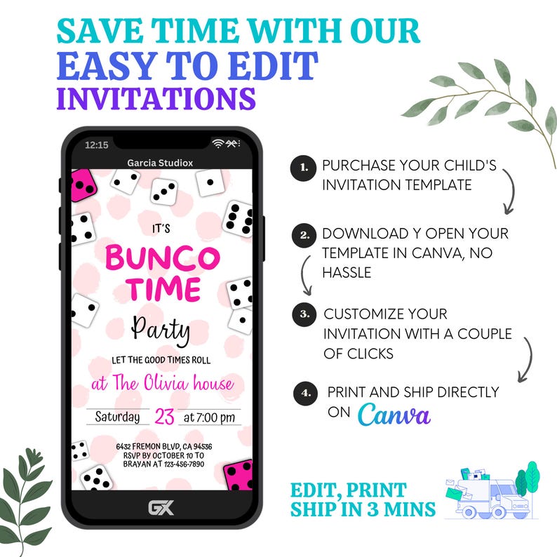 EDITABLE Bunco Time Party Invitation, Customizable PDF Download ...