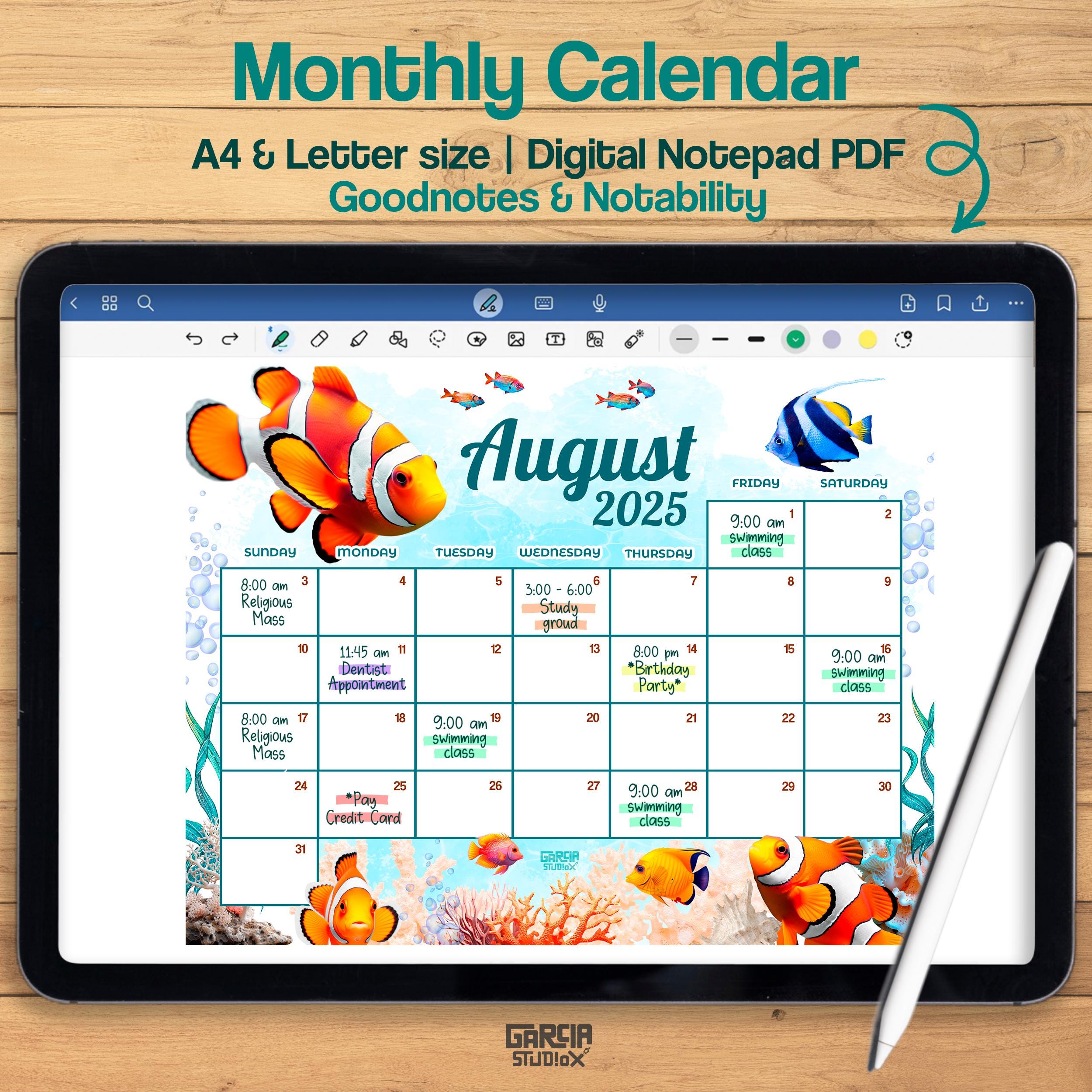 EDITABLE August 2025 Calendar, Fillable Summer Planner, Monthly ...