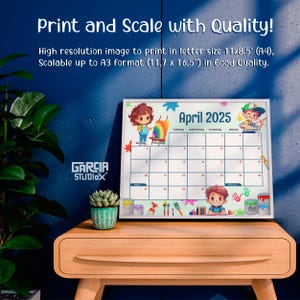 April 2025 Calendar for Kids, Editable Painting Theme, Perfect for ...