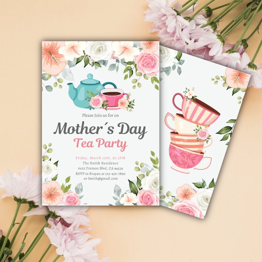 Mother's Day Invitation Mommy and Me Tea Party Download EDITABLE Blush ...