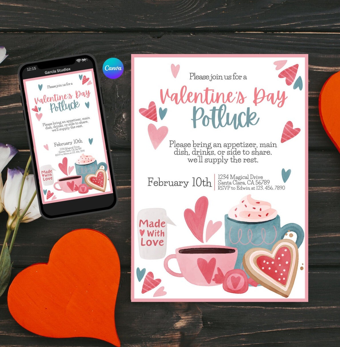 Valentine's Day Potluck Invitation, Valentines Brunch Invitation ...