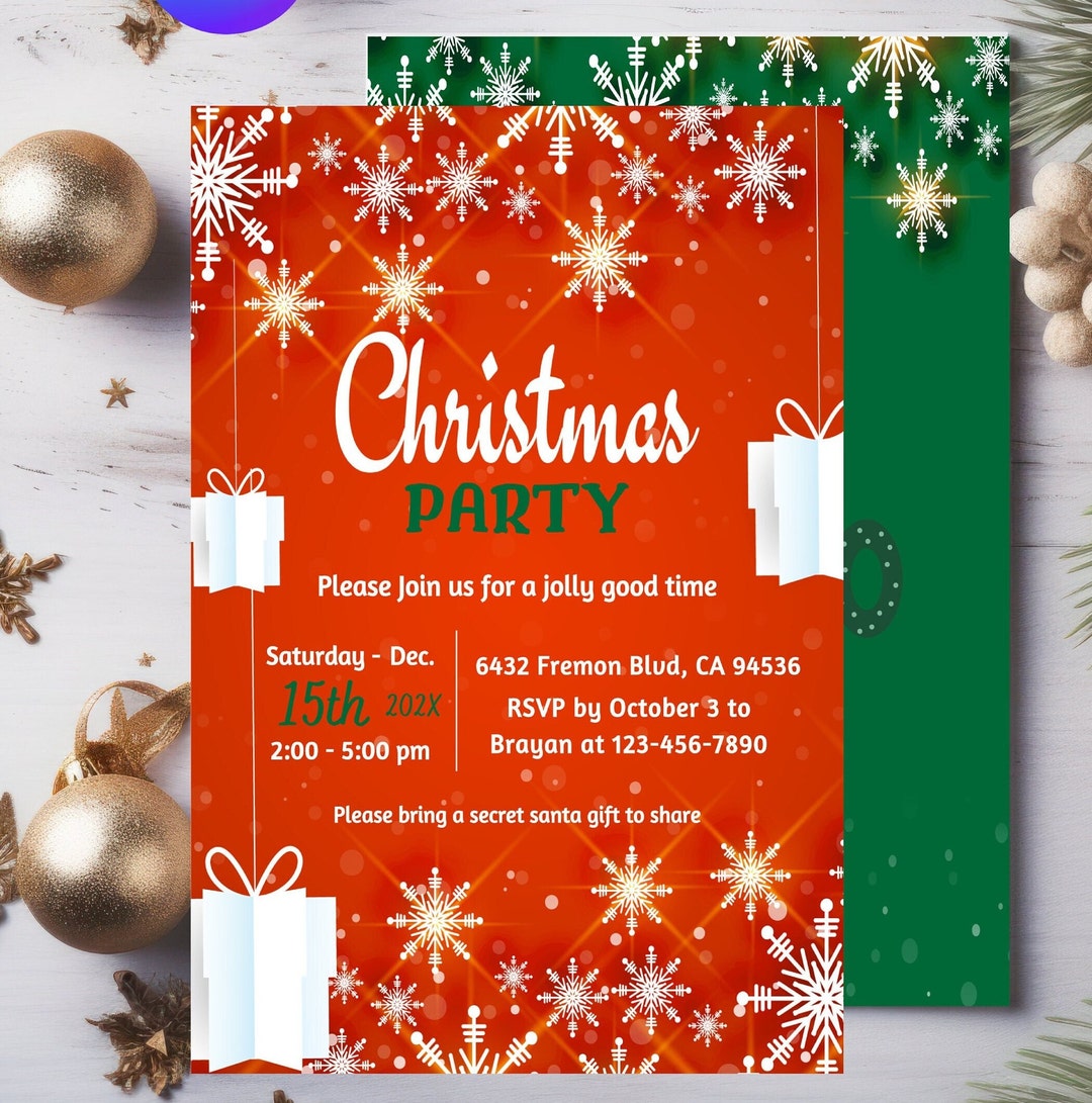 Christmas Invitation Background Editable Christmas Party - Etsy
