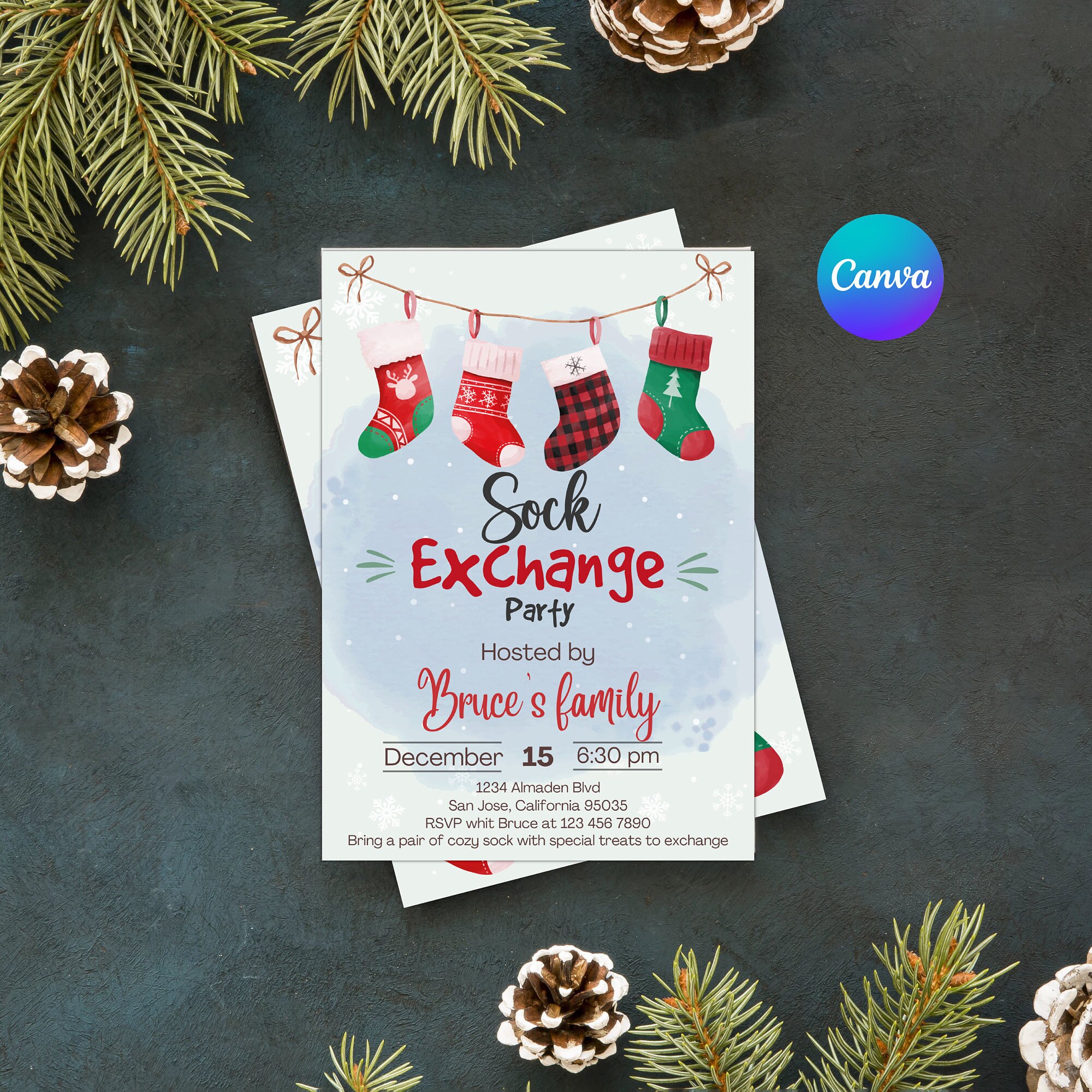 Christmas Sock Exchange Invitation !xmas Invitations Printable ...