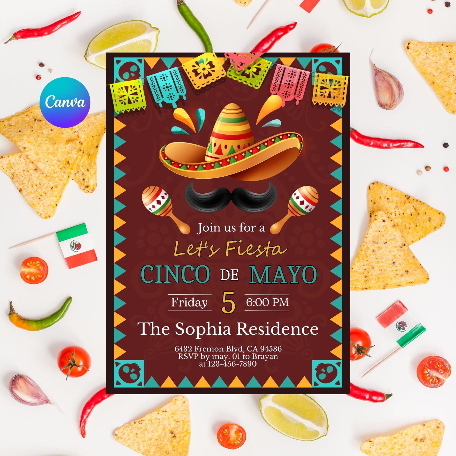 Cinco De Mayo Invitation, Mexican Party Invite Cinco De Mayo, Mexican ...