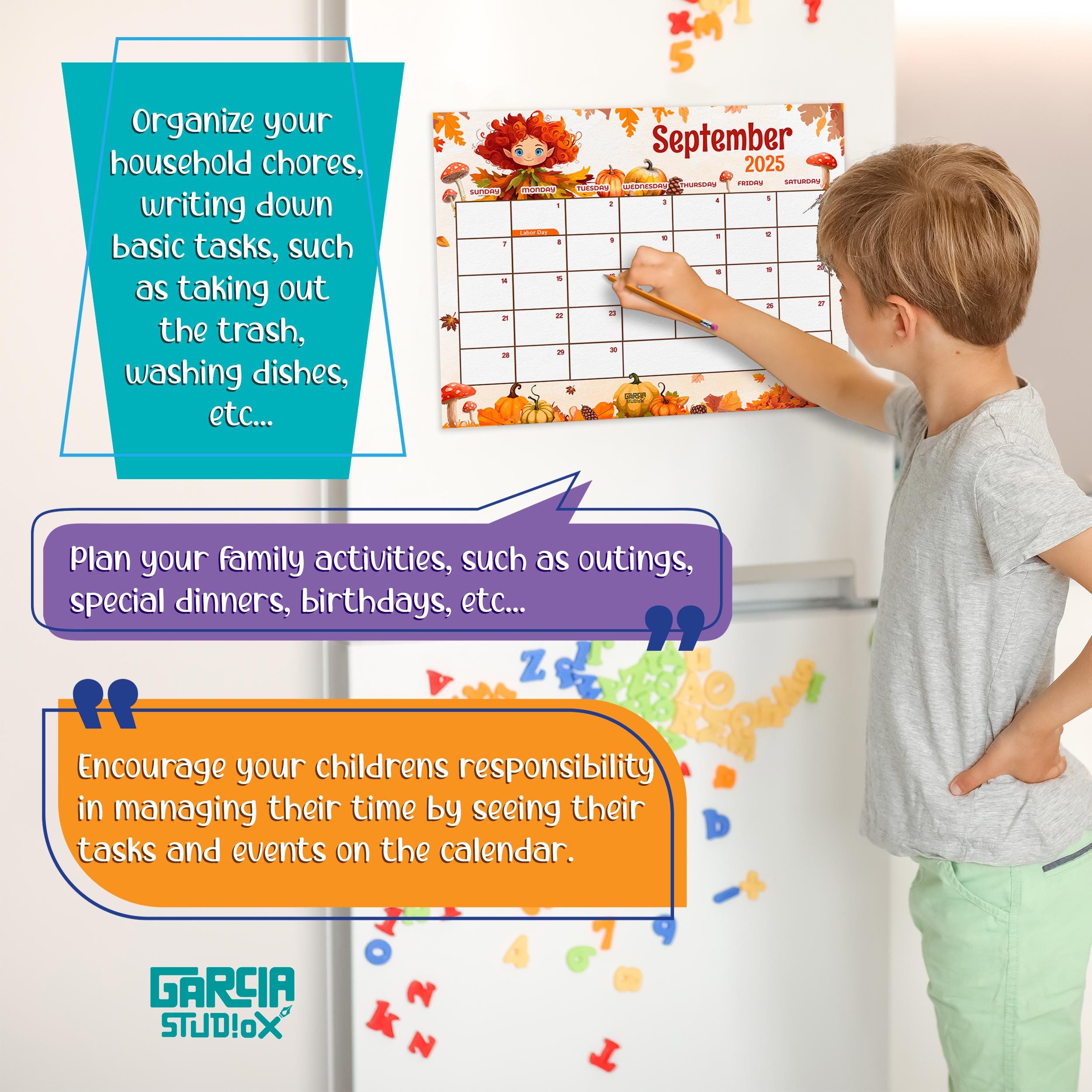 EDITABLE September 2025 Calendar, Cute Fall Design for Kids, Back to ...