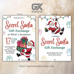 EDITABLE Secret Santa Invitation, Digital Holiday Gift Exchange Party ...