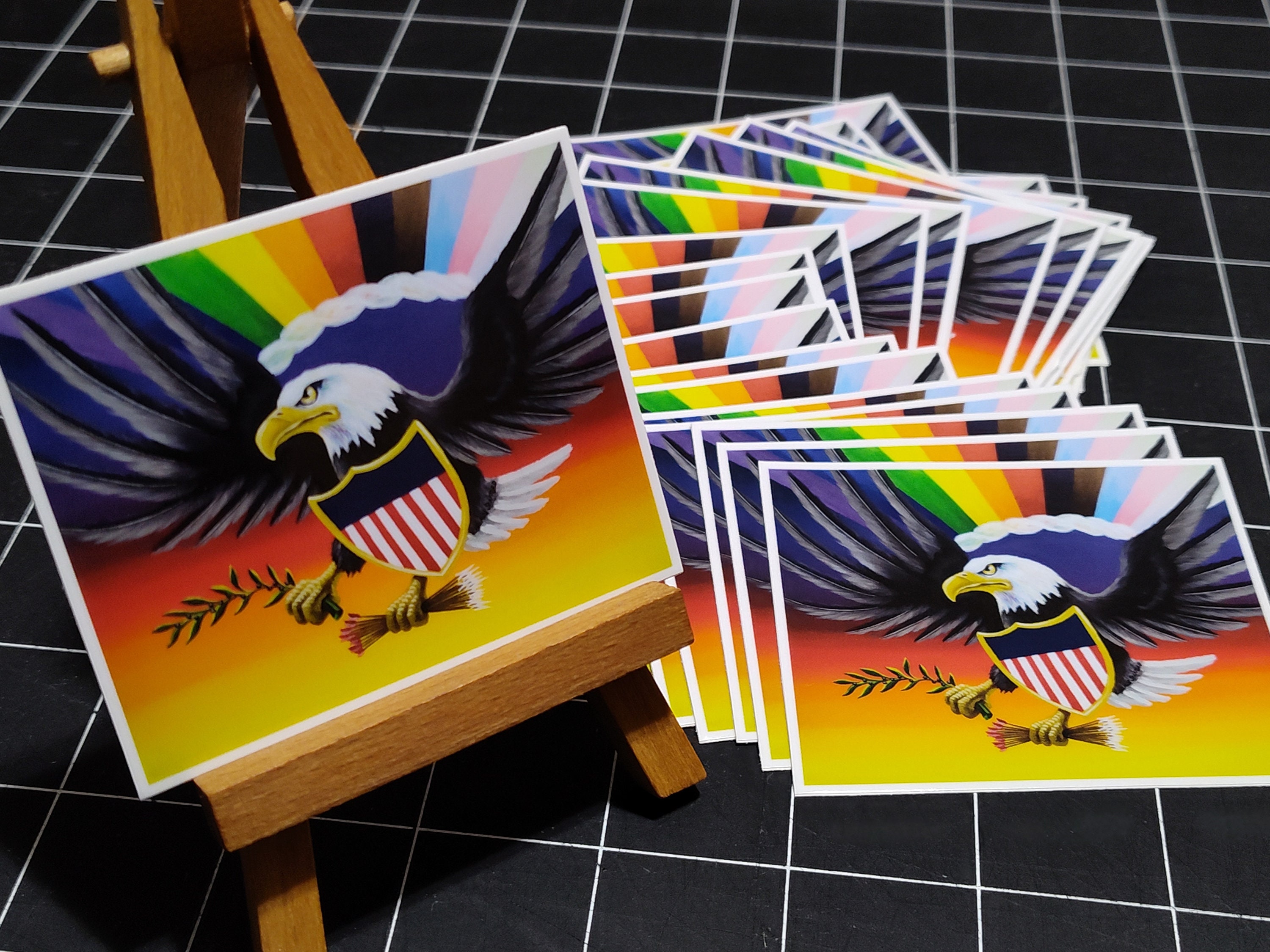 LGBTQ Progress Pride Eagle Fundraiser Sticker for PFLAG - Etsy