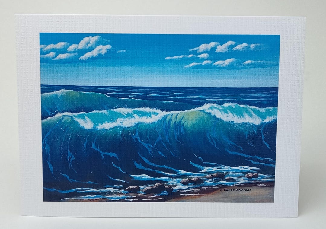 OCEAN TEAL Ocean Waves/seascape Blank Note Card - Etsy