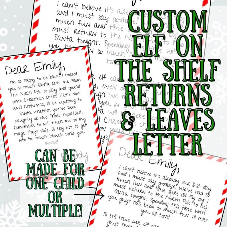 Elf on the Shelf Returns & Leaves Both Letter Child Kids - Etsy