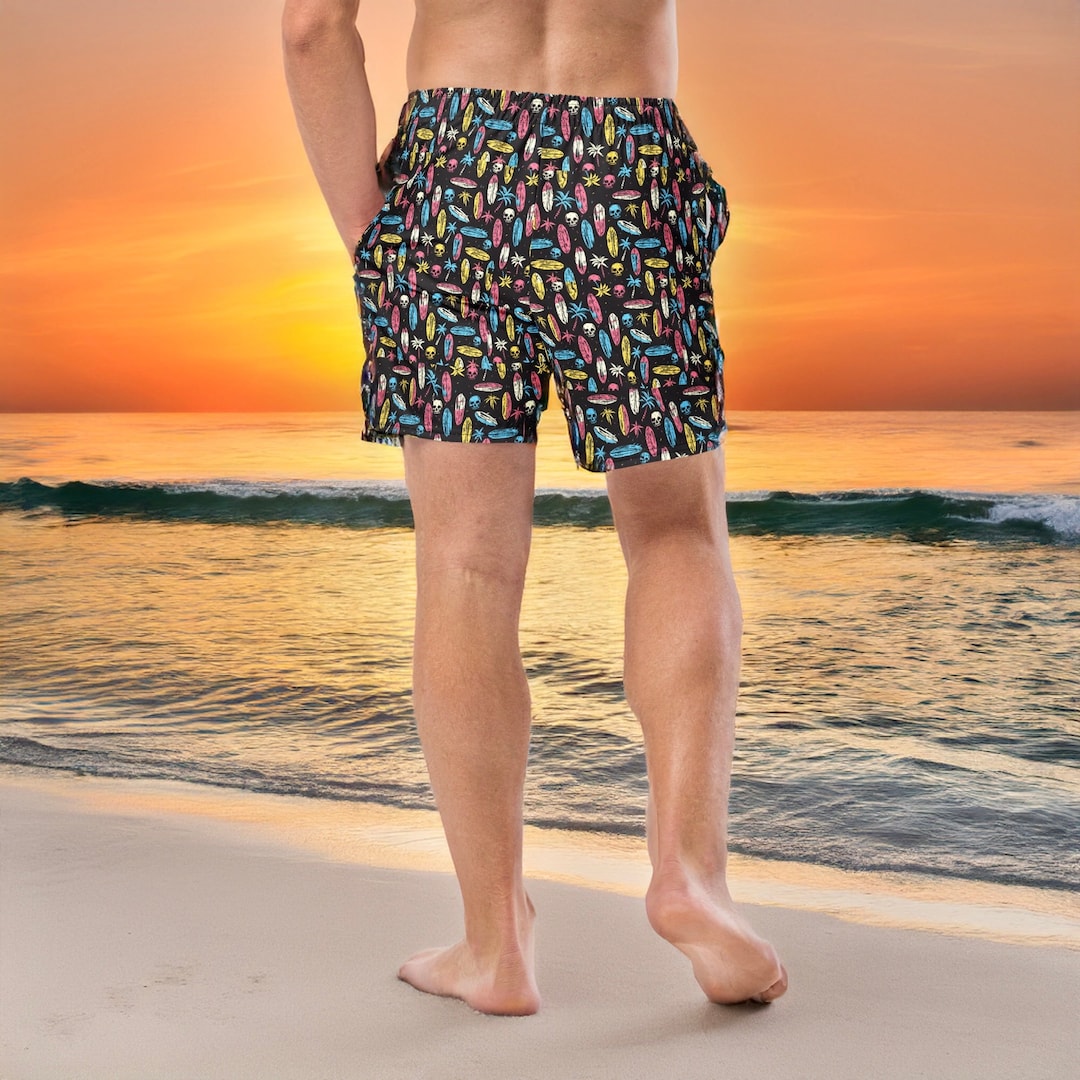 Skeleton Surf All Over Print Swim Trunk Skull Beach Short for Summer ...