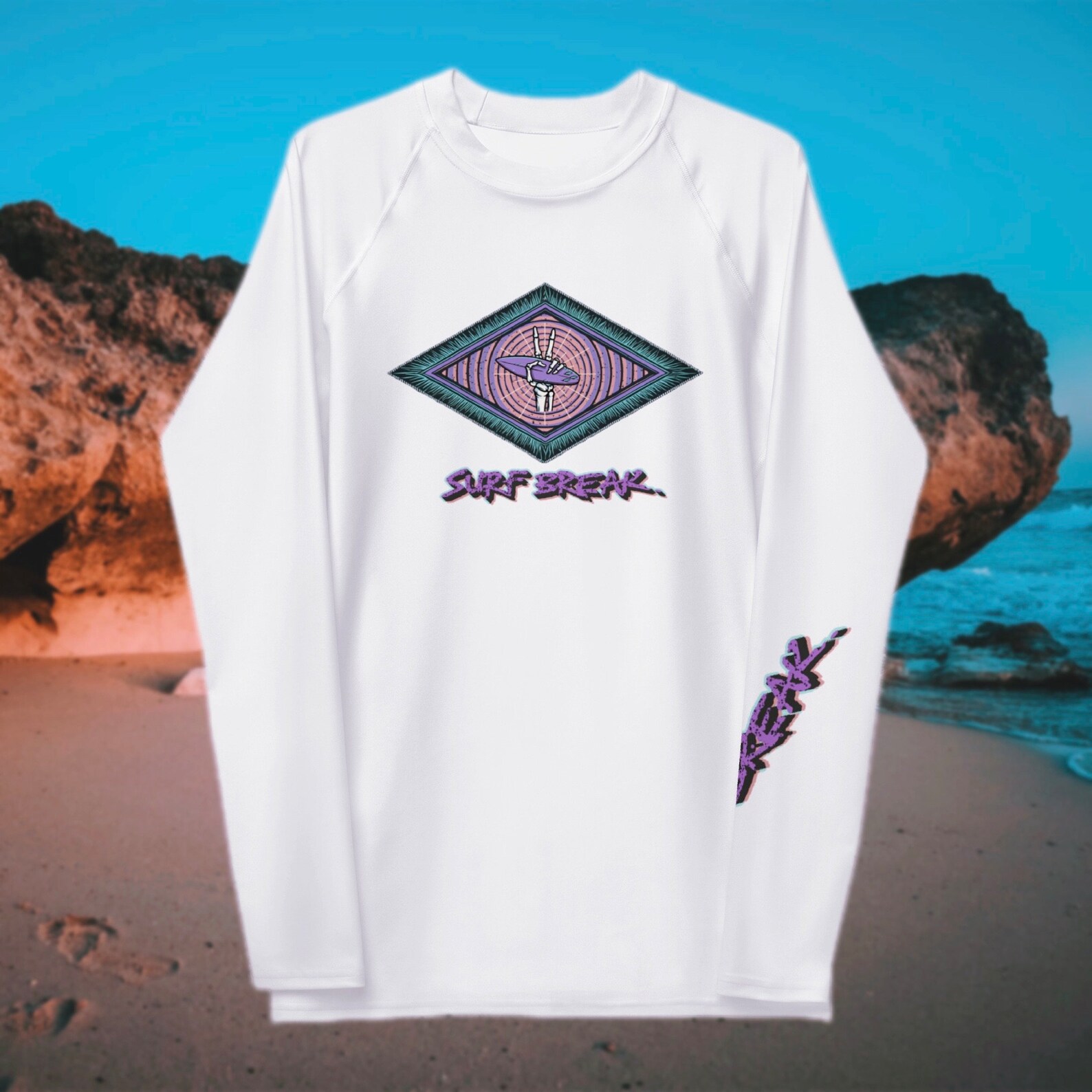 Retro Surf Long Sleeve Rash Guard | 90s Vintage Shirt | Ocean Lovers ...
