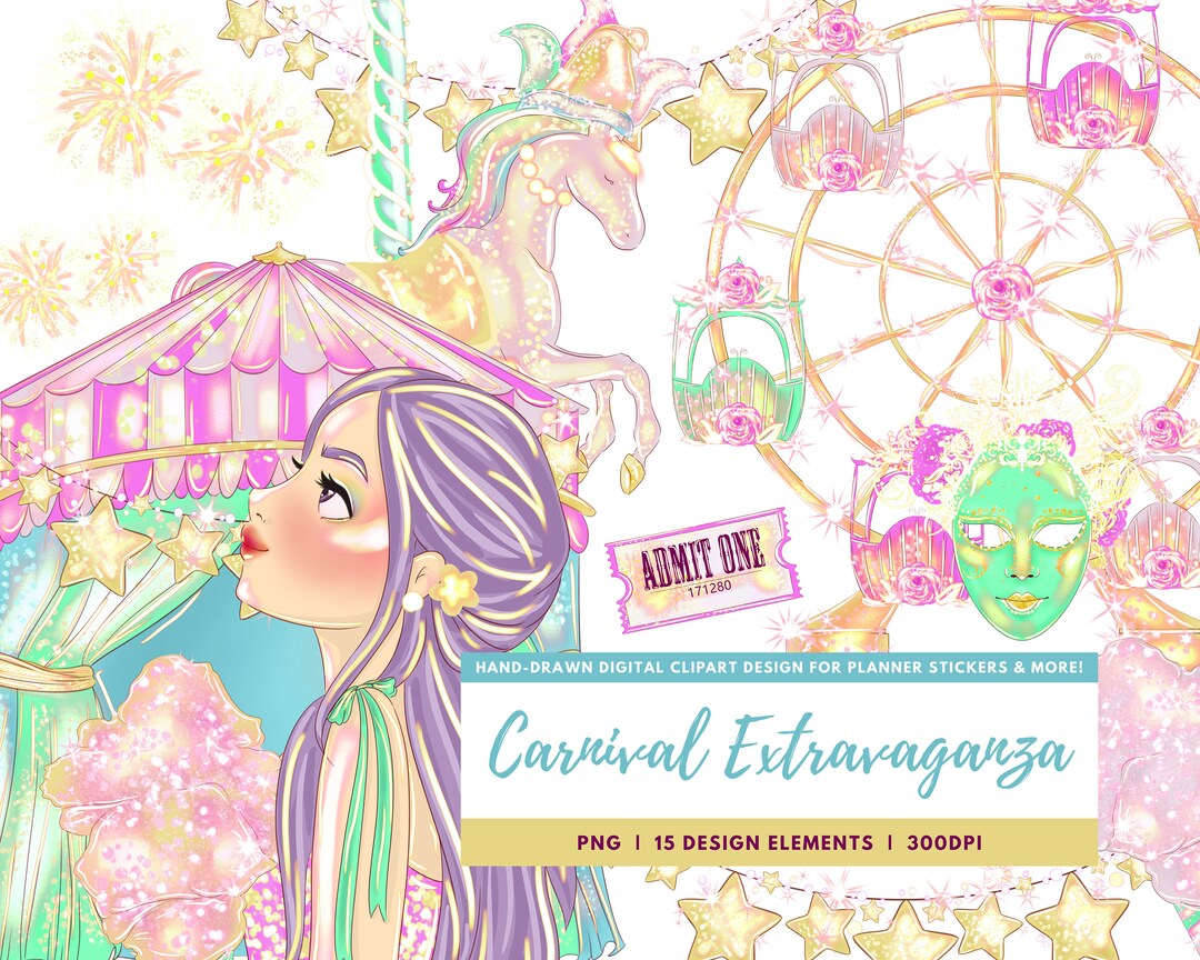 Carnival Extravaganza Clipart Bundle, Fantasy Girls, Commercial Use ...