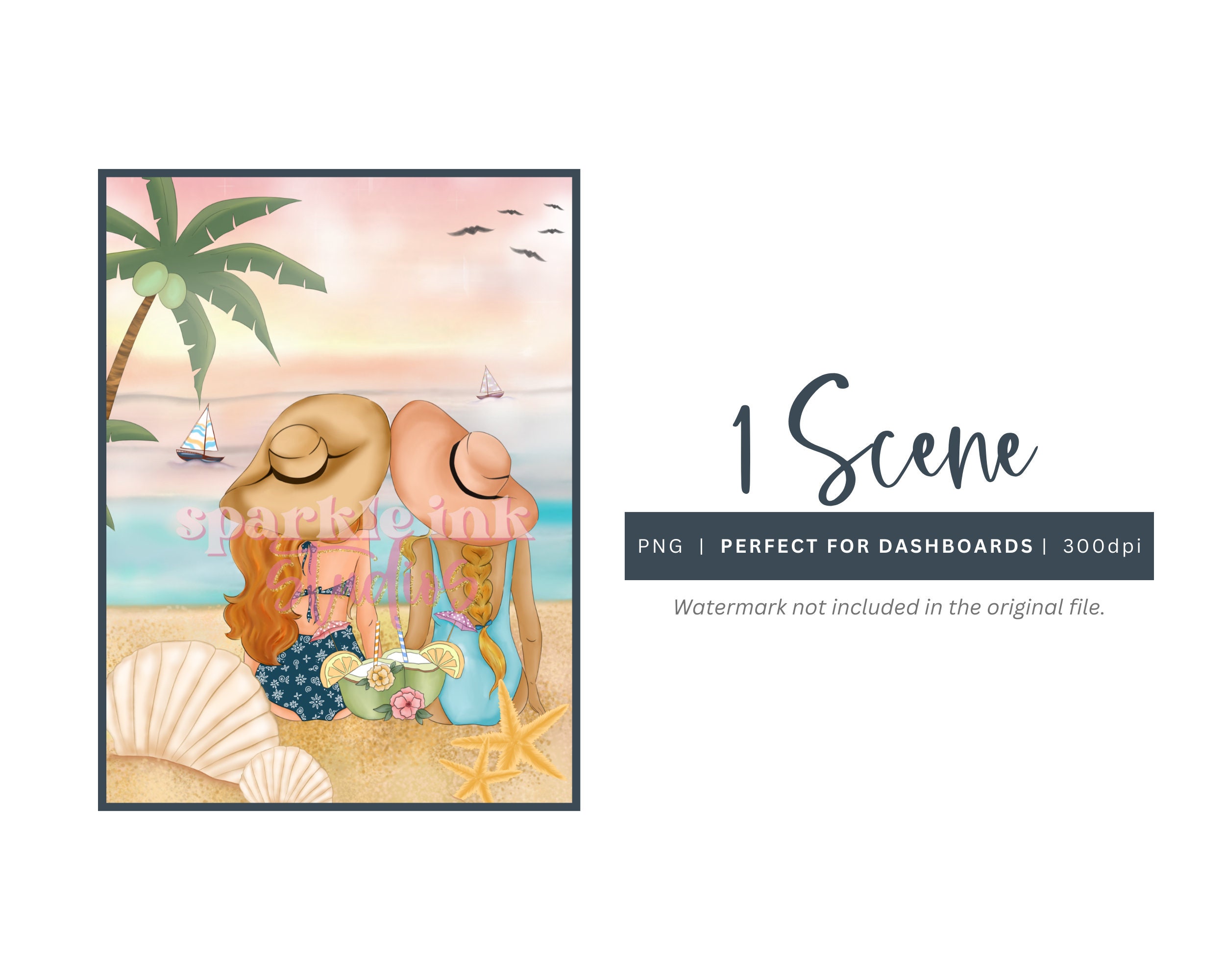 Hot Beach Day Clipart Watercolor Beach Bundle PNG, Beach Bag & Chair ...