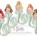 Magical Mermaid Clipart Bundle: Transparent PNG, Card Making, Junk ...