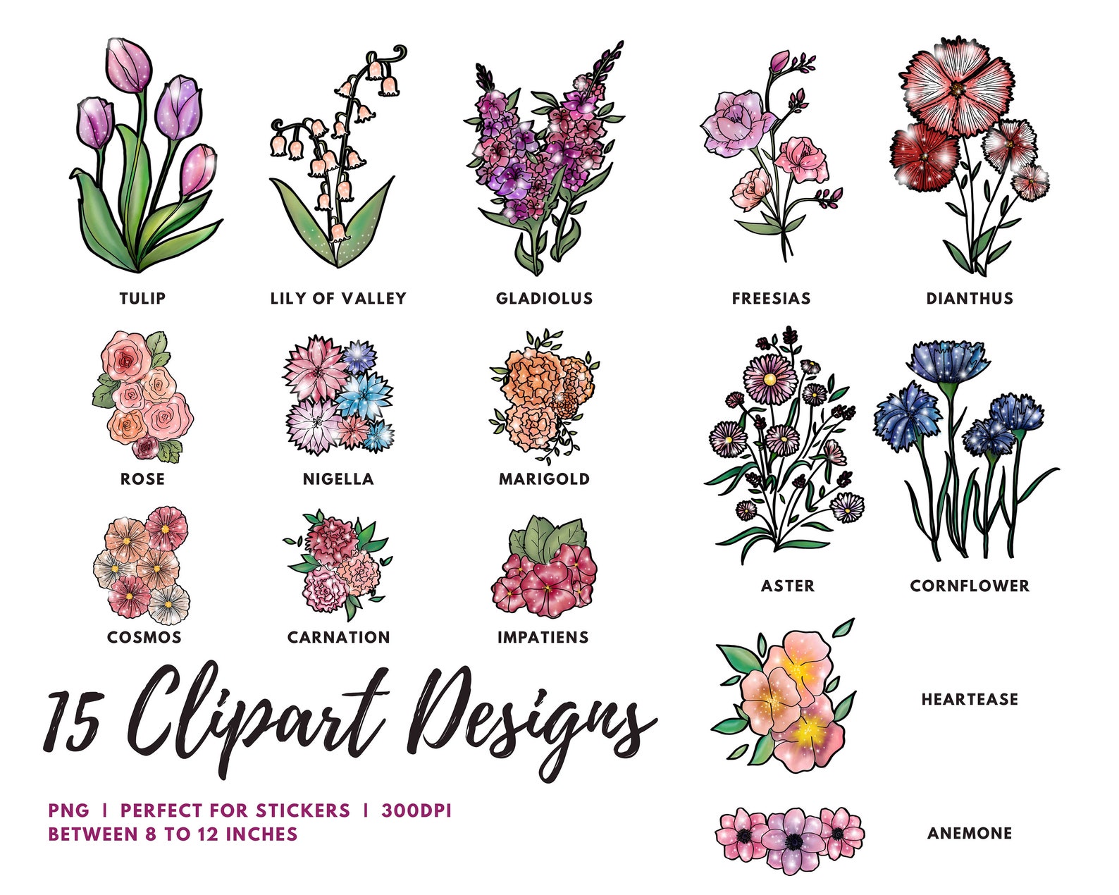 Spring Flowers Clipart Bundle – Floral Papercraft (PNG) - Etsy