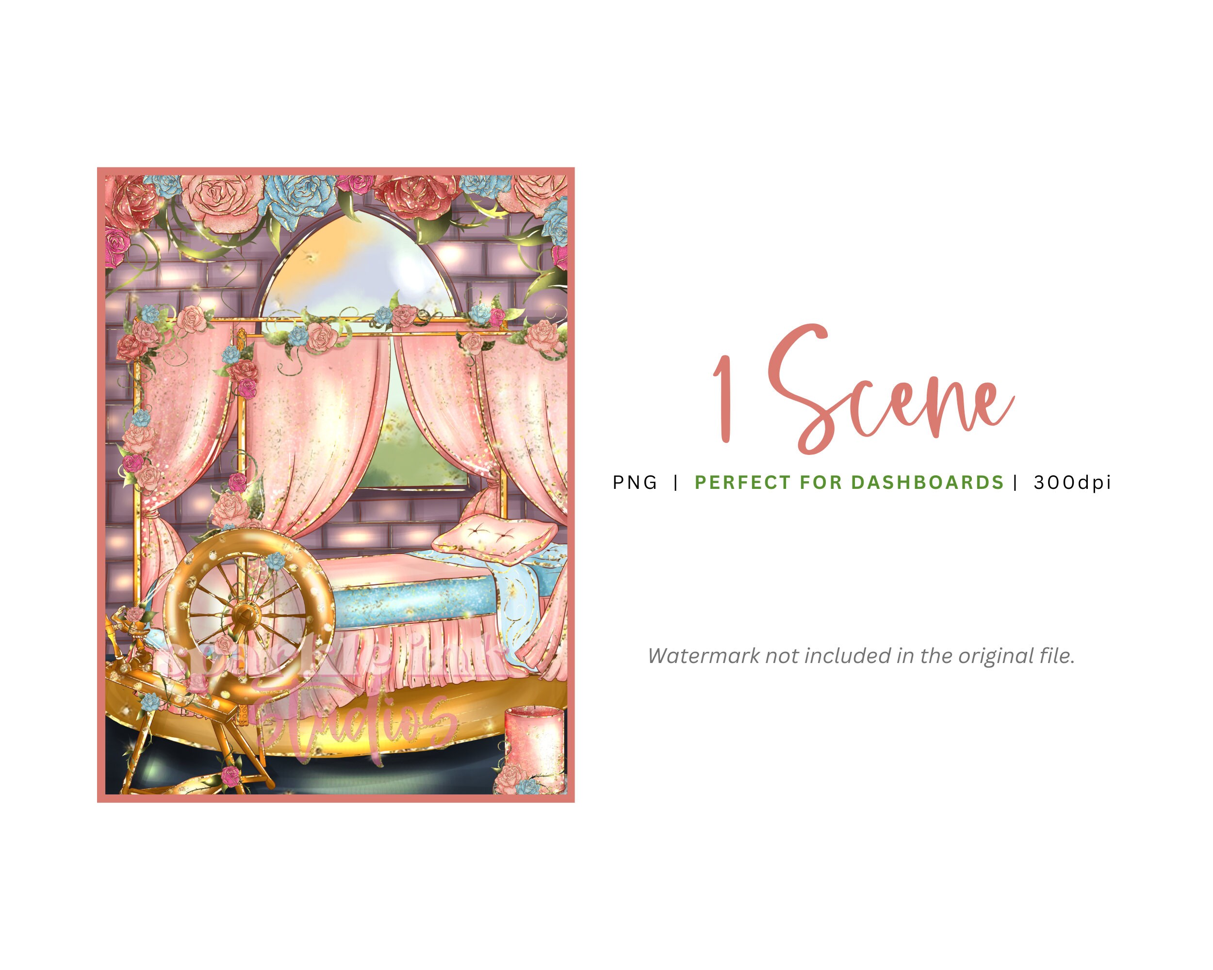 Briar Rose Fairy Tale Clipart Bundle: Transparent PNG, Card Making ...