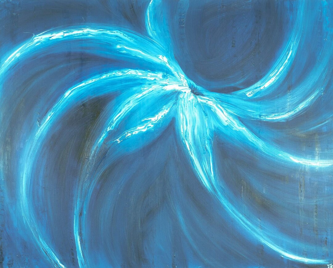 Ephemeral - Intuitive Deep Blue Painting, Soothing and Luminous, Oil on ...