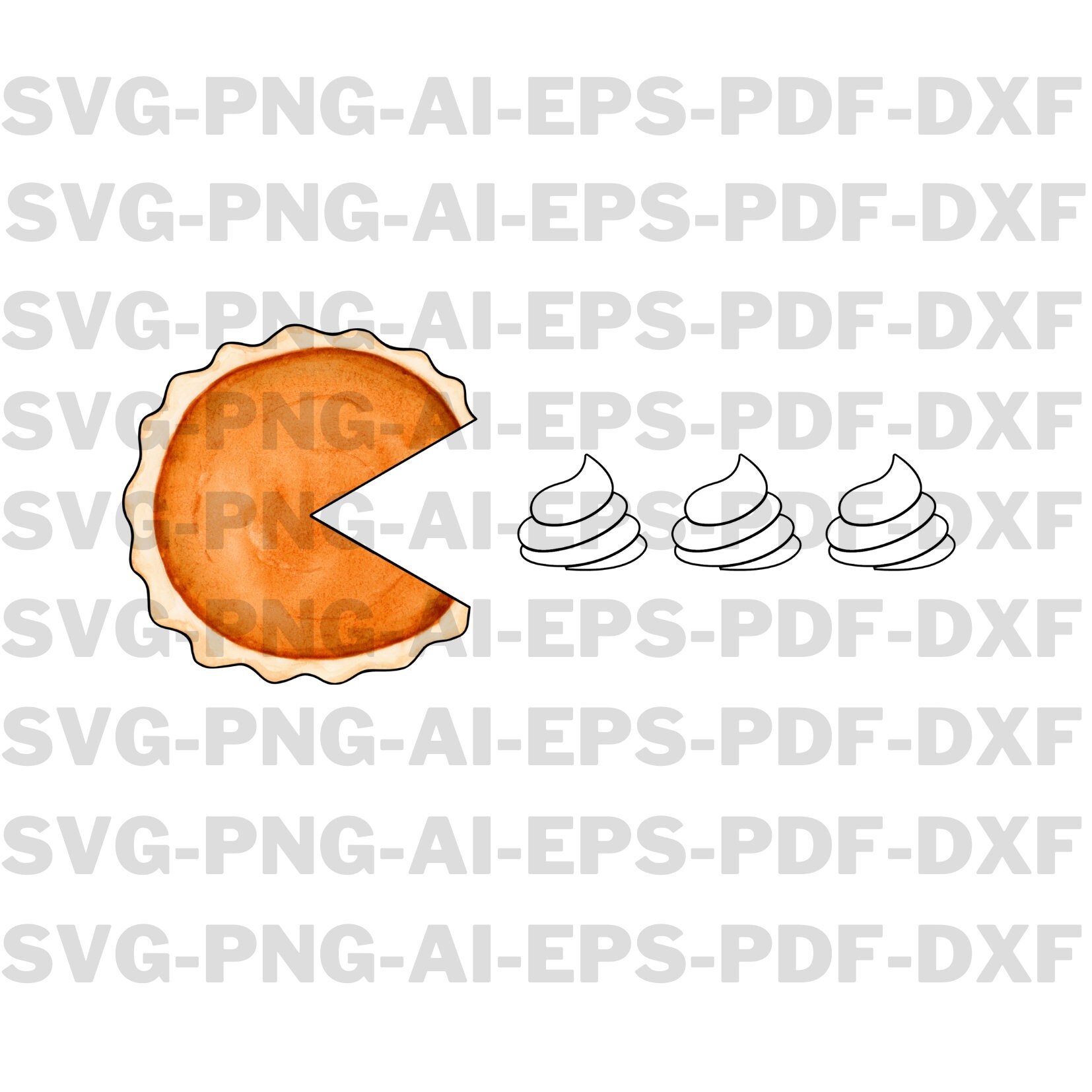 Pumpkin Pies Svg, Pacman Pie Thanksgiving Png Design (Instant Download ...